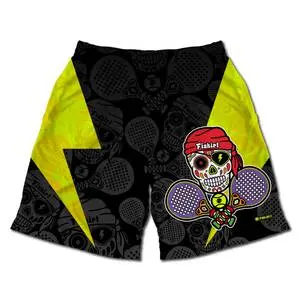 FISHIRT El Corsario Pirate Graphic Activewear Shorts - Black