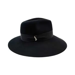 DORIA 1905 Wool Felt Wide Brim Drop Hat - Black