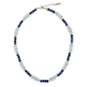 FARRA Lapis With Opal Color Matching Necklace - Blue