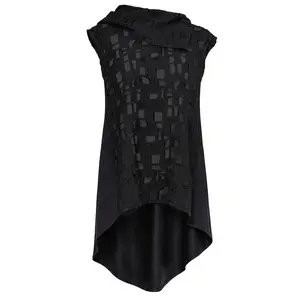 METAMORPHOZA Open Back Tunic With Textured Sheer Front - Black
