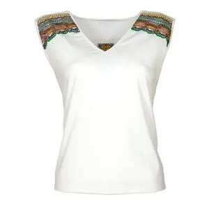 LALIPOP DESIGN Sleeveless Blouse With Embellished Yoke - White