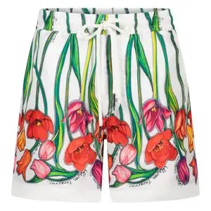 MAISON TANGERINE S Tulips Flower Swim Shorts - White