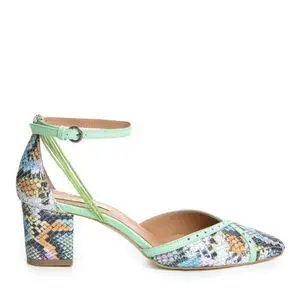 THE 5TH ELEMENT Multicolour Embossed Leather Pumps With Mint Accents