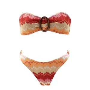 AULALA PARIS Sunset Waves Bandeau Broderie Bikini - Orange
