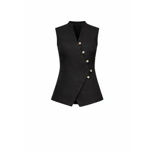 LUMINA ELIGMA The Isla Linen Vest Ensemble - Black