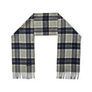 LOOM & COVE Silver Bannockbane 100% Lambswool Tartan Scarf - Grey