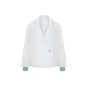 MAYAMU Grov Wide Collar Double Breasted Shirt - White