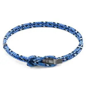 ANCHOR & CREW Think Ocean Signature Silver & Rope Bracelet - Blue