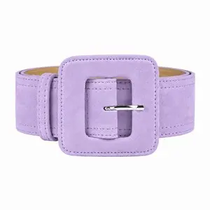 BELTBE Beltbe Suede Square Buckle Belt Purple