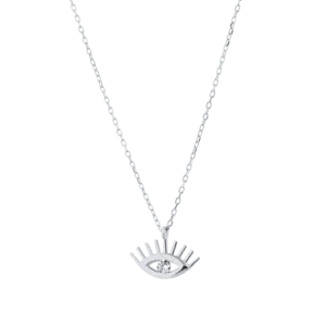 SPERO LONDON Silver / White White Eye Evil Eye Sterling Silver Necklace Silver - Silver/white