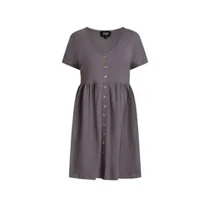 KNOWN SUPPLY Cotton Button Up Dress Josie Lead - Blue