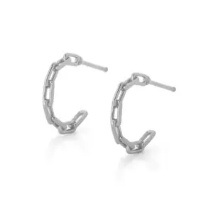 NELLOU JEWELLERY Link Hoop Earrings In Sterling - Silver