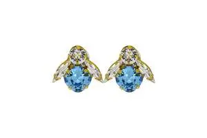 VICKISARGE The Big Bee Earrings In Gold - Clip Blue