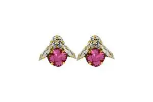 VICKISARGE The Big Bee Earrings In Gold Clip - Pink