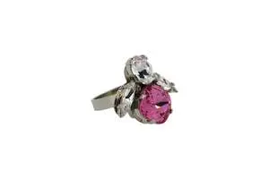 VICKISARGE The Bee Ring In Platinum - Pink