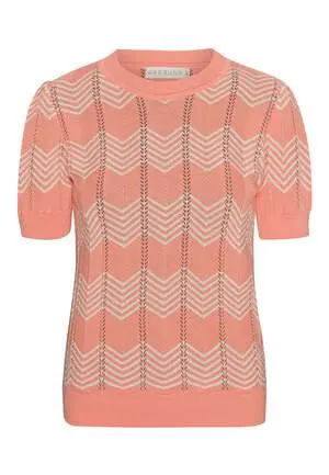 GROBUND Almine Tee The One With Zigzag In Melon - Pink