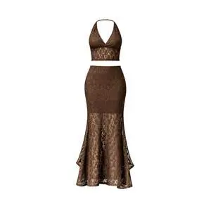 DECOLET THE LABEL Olivia Lace Set - Brown