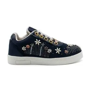 RETTROSE Luella Luxury Embellished Satin Sneakers - Blue