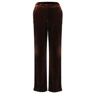 SMART AND JOY Straight Velvet Suit Pants - Brown