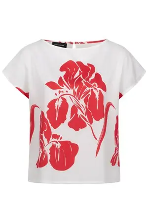 MARIANNA DÉRI White / Red Top With Botanical Print - White/red