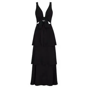 POLKO Sia Convertible Tiered Dress - Black