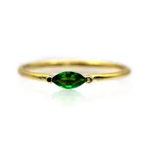VICSTONENYC FINE JEWELRY Emerald Marquis Cut Yellow Ring - Gold