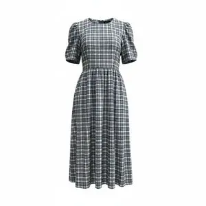 BEIRA Flora Dress – Check Cotton - Blue