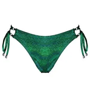 ENEZ SWIM Eden Adjustable Scrunch Bikini Bottom Glitter - Green
