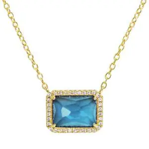 KAMARIA Atiena - Lab Created Rectangle Gemstone Necklace - Blue