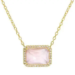 KAMARIA Atiena - Lab Created Rectangle Gemstone Necklace - Pink