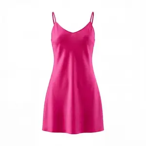 VIMISSIA Mini Fuchsia Silk Slip Dress - Pink