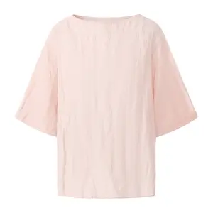 FRONT ROW SHOP Crinkled Gauze Top - Pink