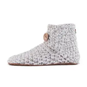 KINGDOM OF WOW Hand-crocheted Wool Boot Slippers - Beige