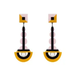 GISSA BICALHO Acrylic Handmade Earring Drops Mustard - Yellow