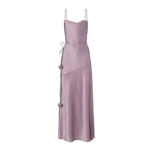 LITA COUTURE Floor Lenght Satin Dress In Purple - Pink