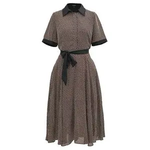SMART AND JOY Printed Shirt Dress With Contrasting Collar And Belt