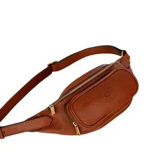 TIME RESISTANCE Leather Sling Bag Belly Bag In Cognac Independent People - Brown
