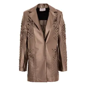 SILVIA SERBAN Neutrals / Laser Cut Bronze Jacket - Gold