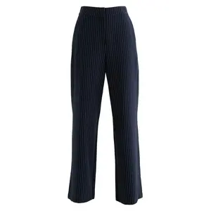 LOUCHE Tilde Navy Pinstripe Straight Leg Trouser - Blue
