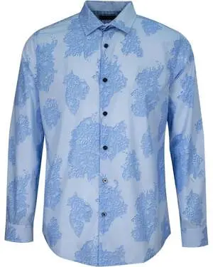 LORDS OF HARLECH Nigel Cutout Oxford Shirt - Blue