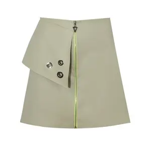 MIRIMALIST Olive Leather Mini Skirt - Green