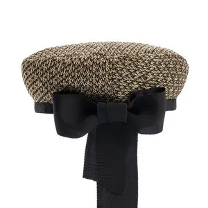 SIBI HATS Sheila Chain Effect Beret Hat With Oversized Bow