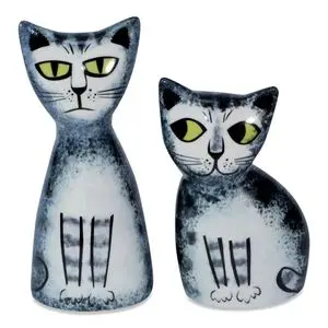 Hannah Turner Cat Salt & Pepper Shakers - Grey
