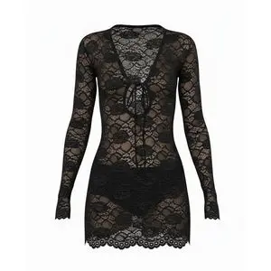 ALOMA STUDIO Améthyste Mini Mesh Dress Lace - Black
