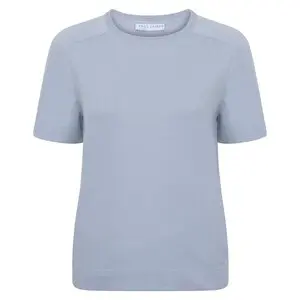 PAUL JAMES KNITWEAR Ultra Fine Cotton Saddle Shoulder Knitted T-shirt - Blue