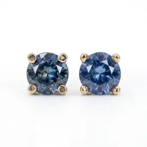 MELT'M JEWELRY 4mm Montana Sapphire Stud Earrings In 14k Solid Gold - Blue