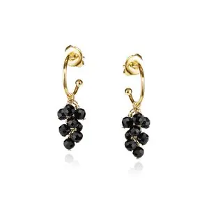 MOUNIR LONDON Onyx Huggy Hoop Earrings - Black