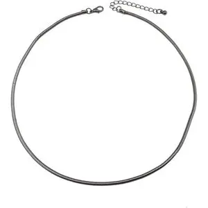 BELLUS DOMINA Rhodium Plated Sterling Silver Snake Chain Necklace - Black