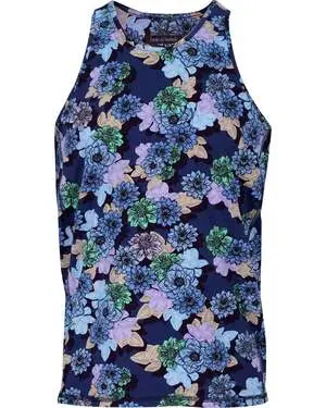 LORDS OF HARLECH Tedford Snap Floral Tank Navy - Blue