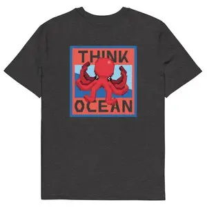 ANCHOR & CREW Organic Cotton T-shirt With Octopus Pixel Art Graphic - Black